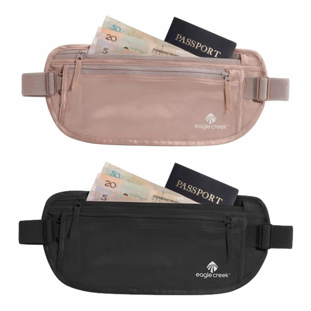 Buy Eagle Creek Silk Money Belt | Rose Pink & Black
